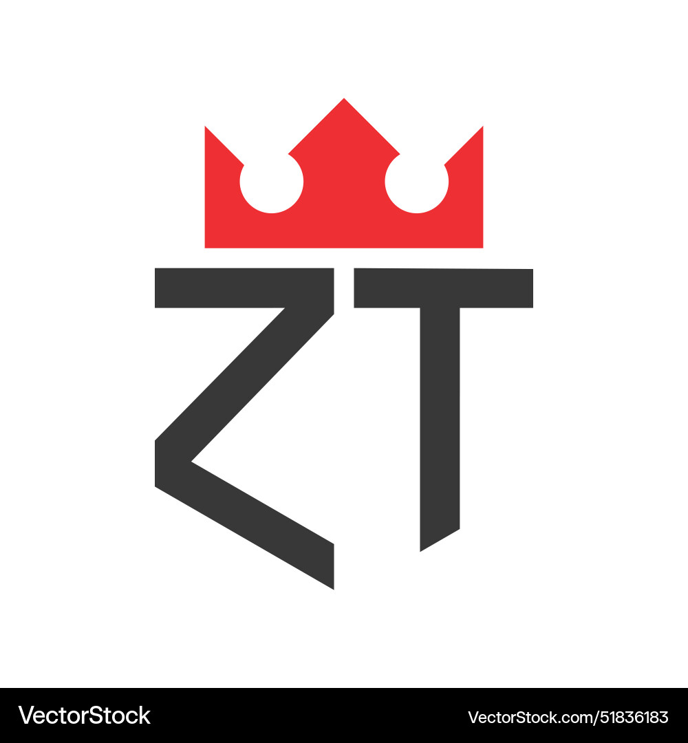 Letter zt crown logo Royalty Free Vector Image