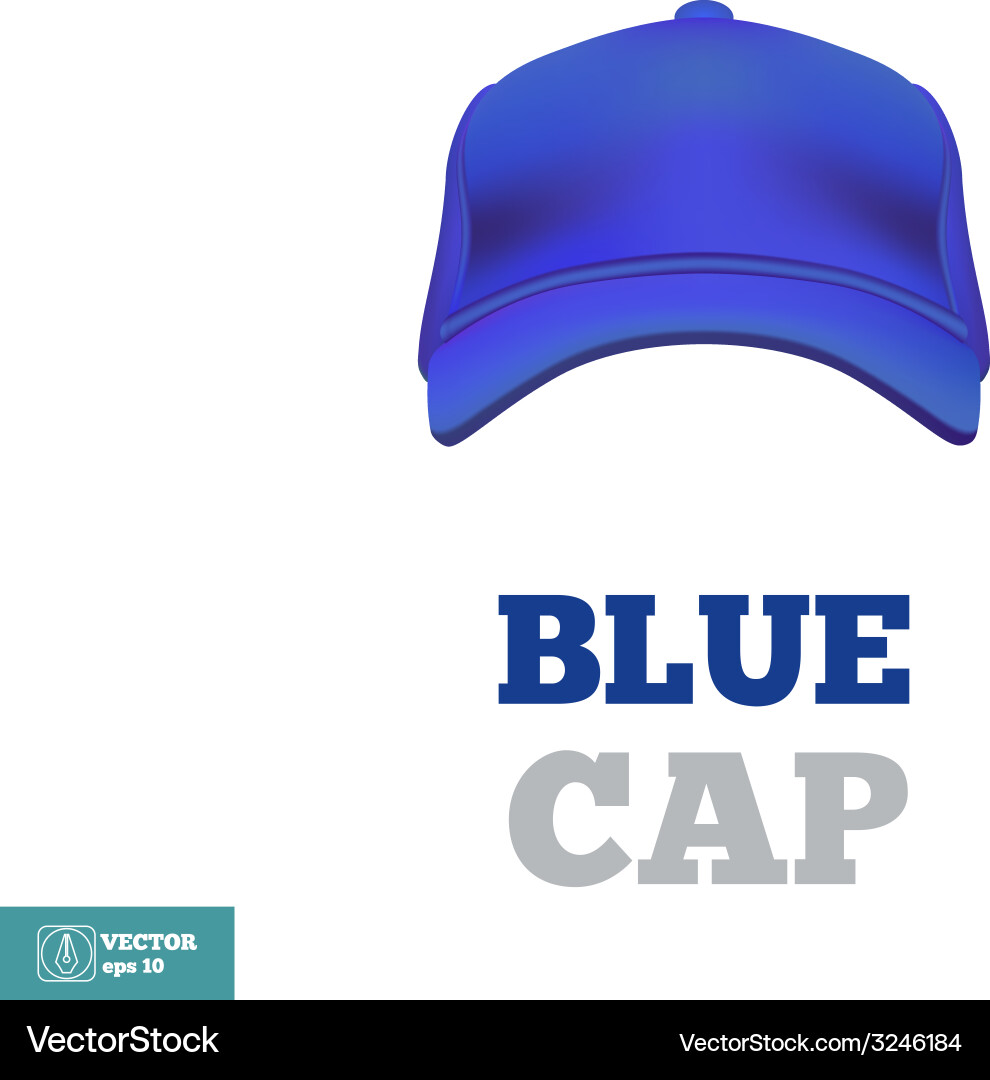 Blue baseball cap template front view Royalty Free Vector