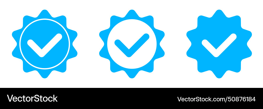 Blue seal of approval icon set Royalty Free Vector Image