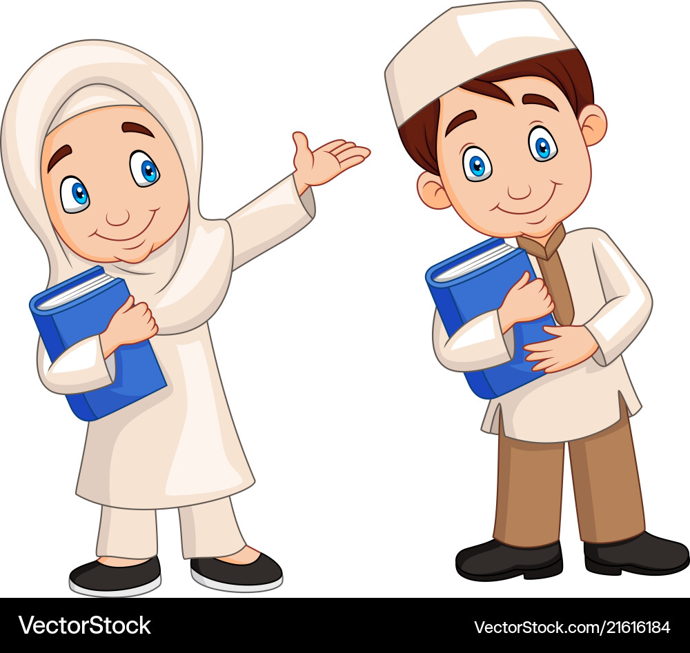 Cartoon muslim kids Royalty Free Vector Image - VectorStock