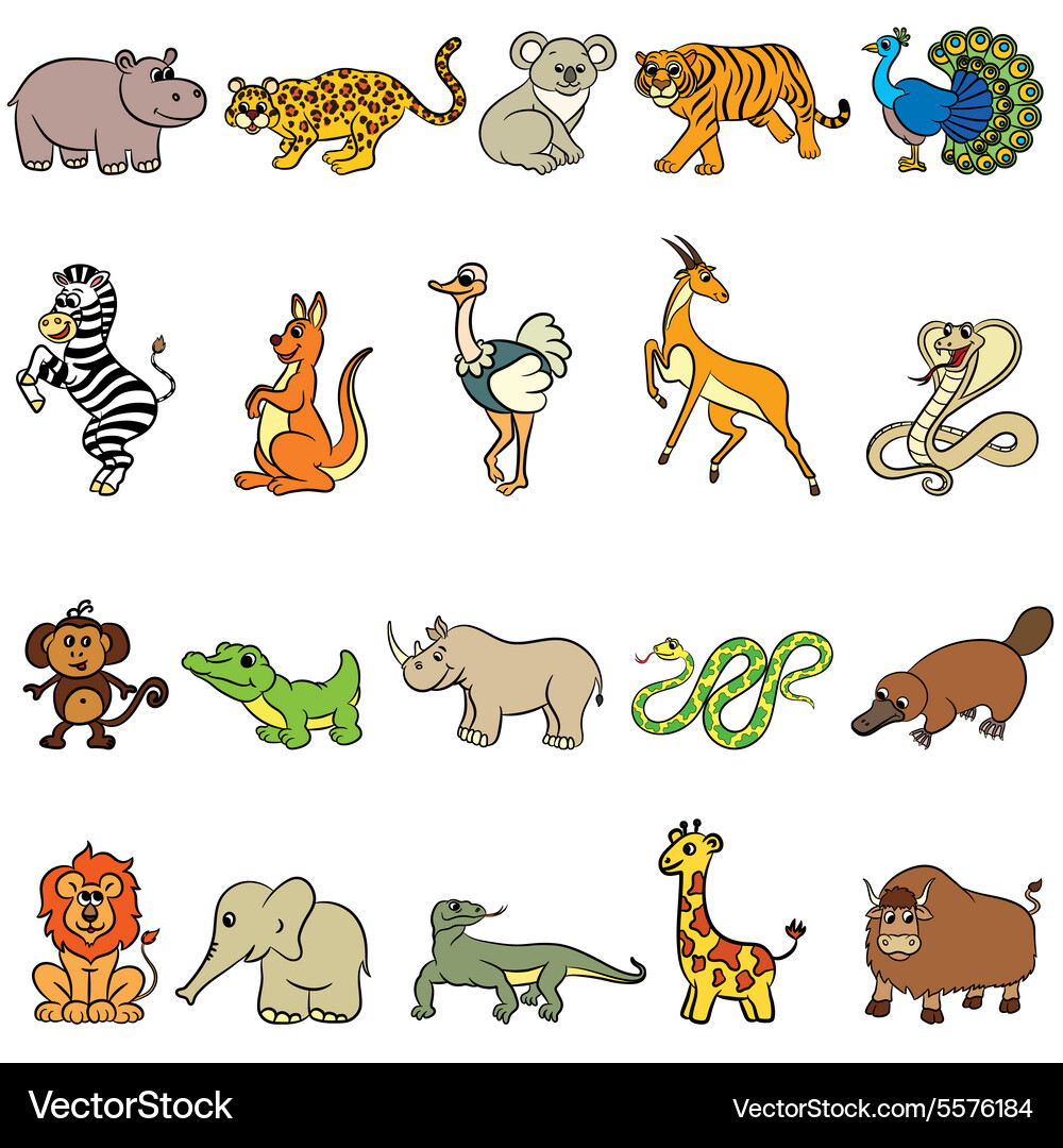 Colorful Zoo Animals Royalty Free Vector Image
