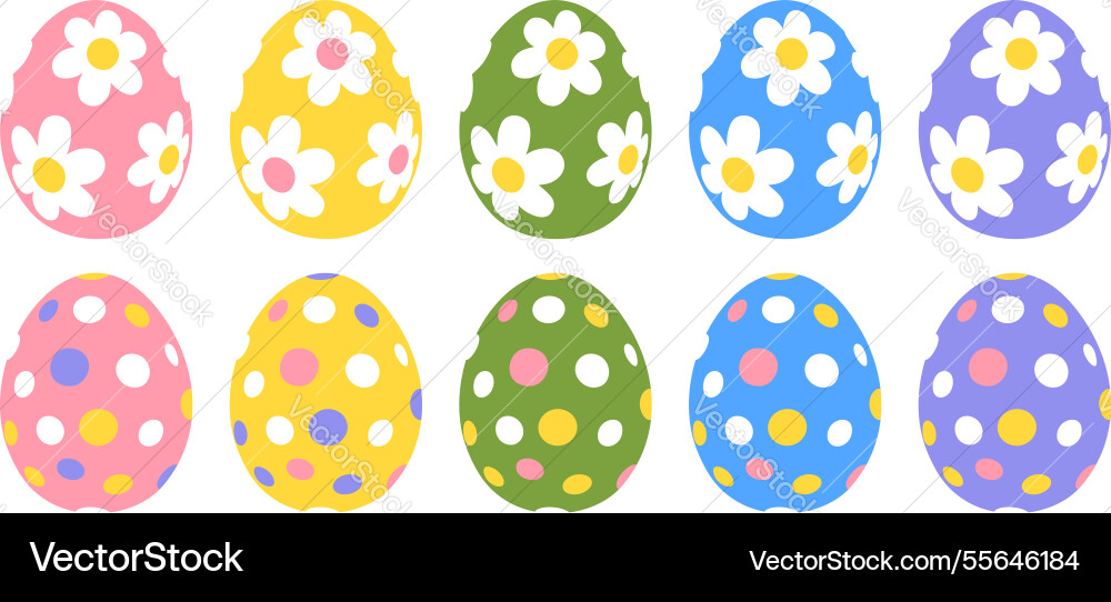 Easter painted eggs set Royalty Free Vector Image