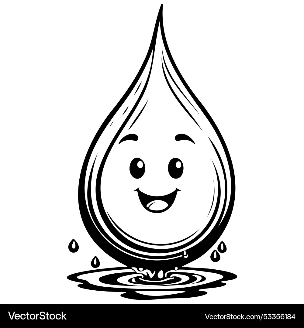 Engrave cartoon water drop drawing realistic hand Vector Image