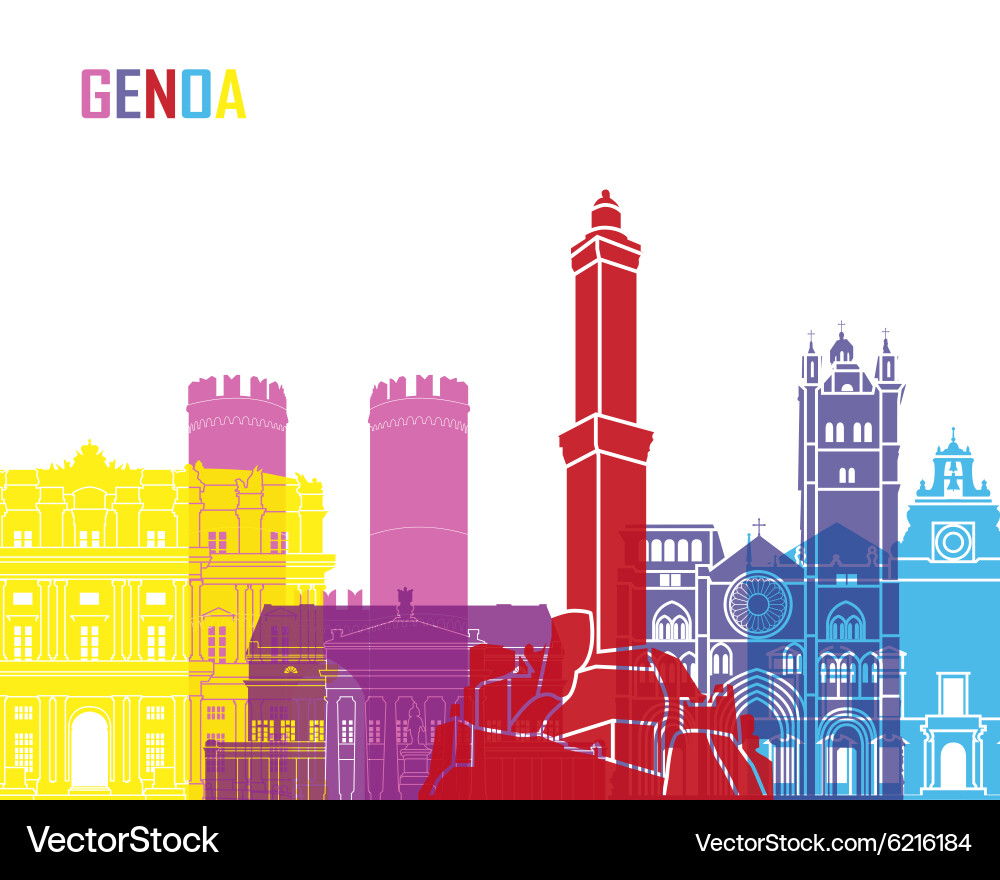 Genoa skyline pop Royalty Free Vector Image - VectorStock