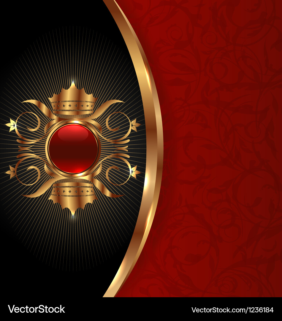 Gold invitation frame with heraldic crown Vector Image