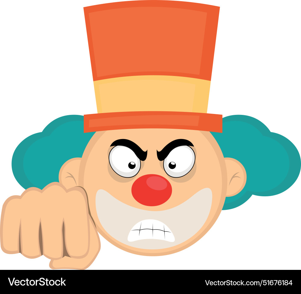 Head clown angry fist bump Royalty Free Vector Image