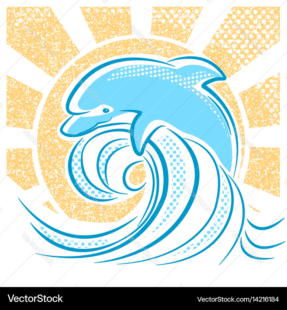 Ocean Dolphin Wave Royalty Free Vector Image - VectorStock