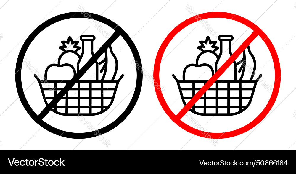 Picnics are prohibited sign icon set forbidden Vector Image