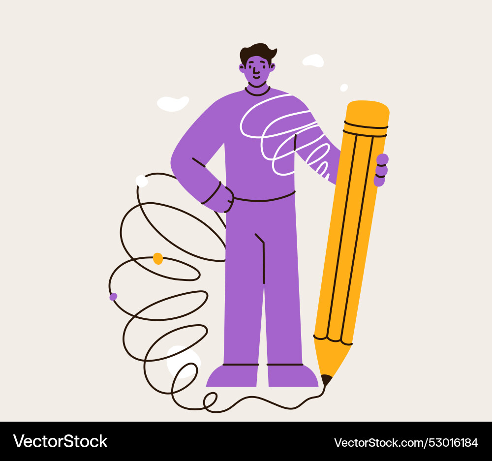 Young man standing in superman pose and holding Vector Image