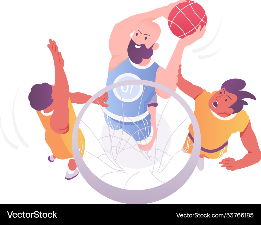 Basketball match in flat style Royalty Free Vector Image