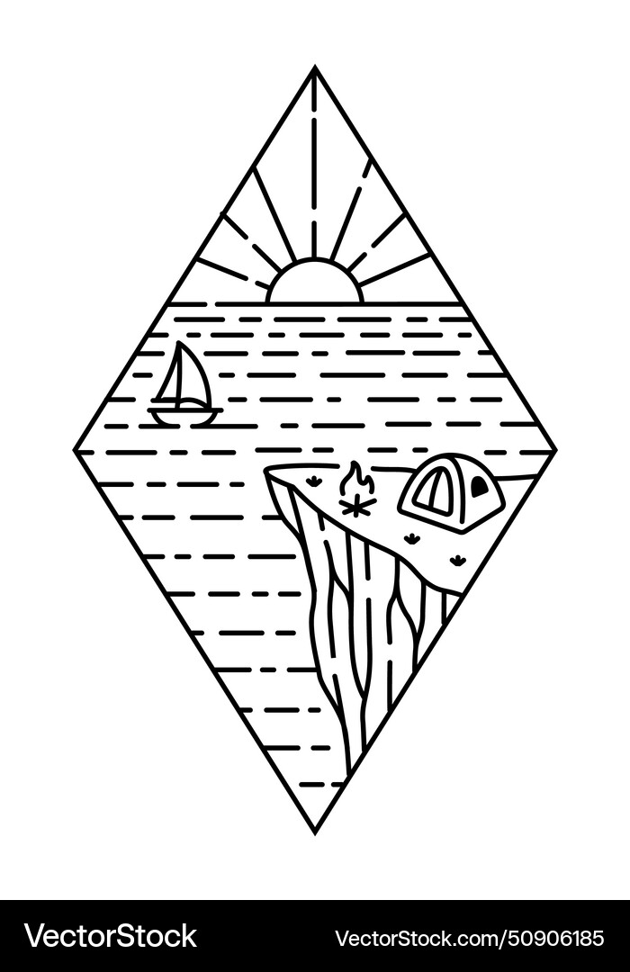 Beautiful nature line art Royalty Free Vector Image