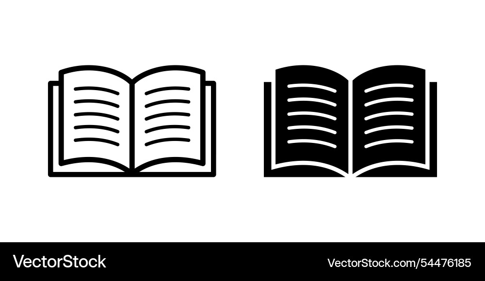 Book icon or open book with text icon Royalty Free Vector
