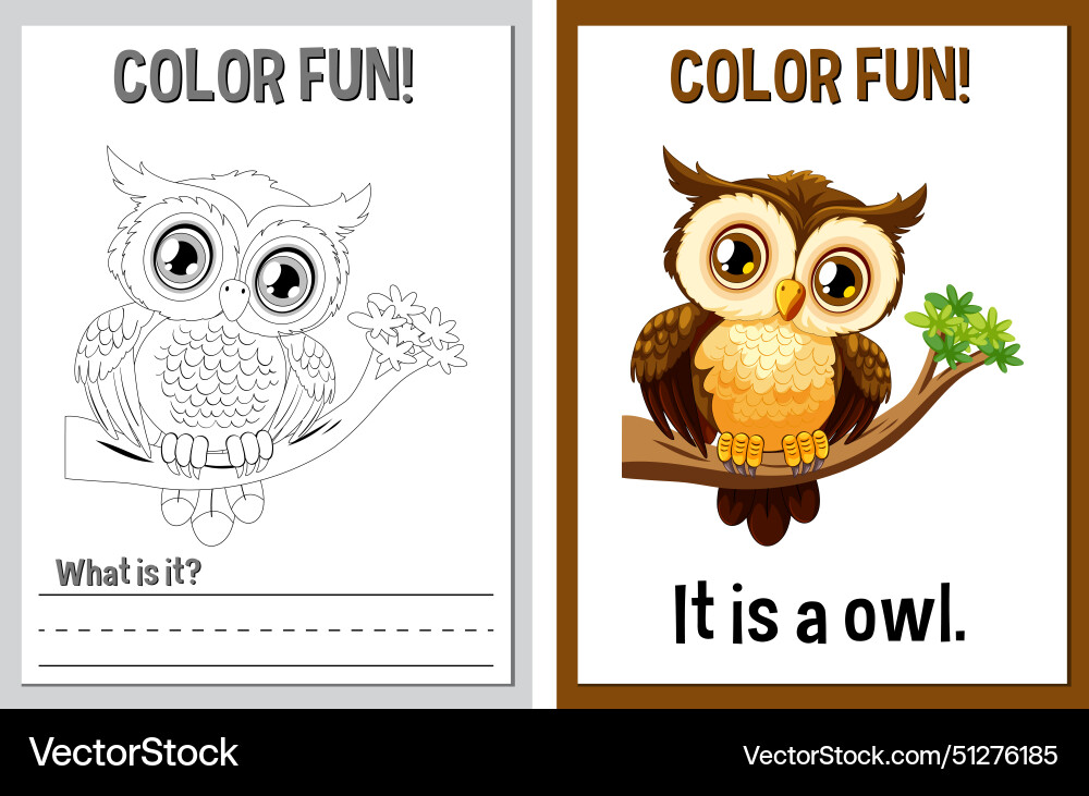 Educational coloring activity with cute owl Vector Image
