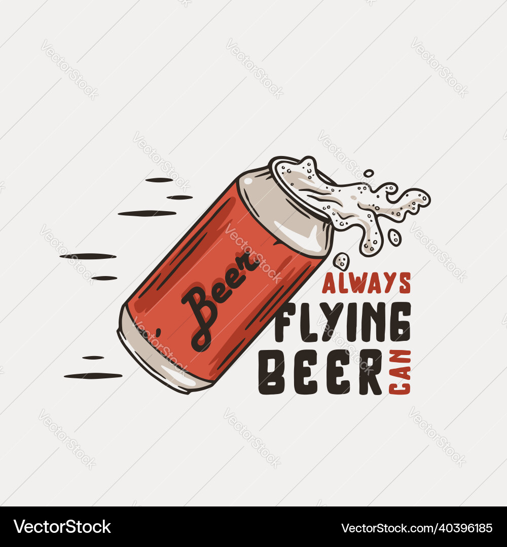 Flying beer can with foam for print tin Royalty Free Vector