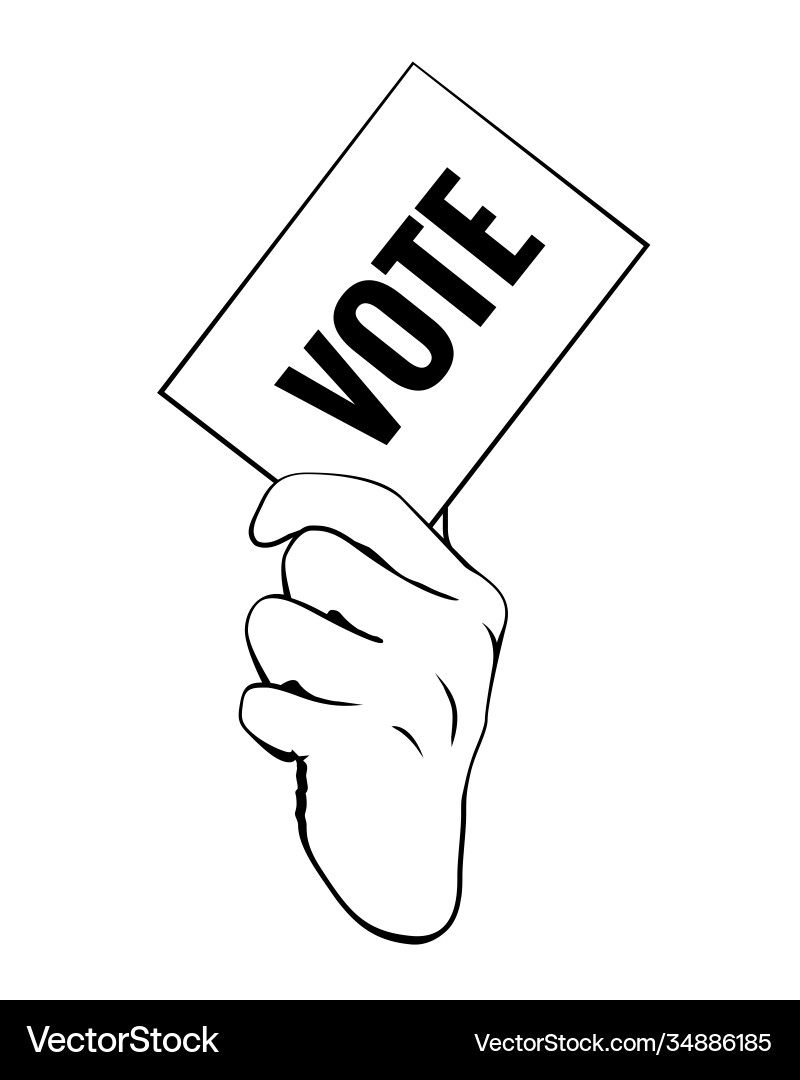 Hand with election card and text vote Royalty Free Vector