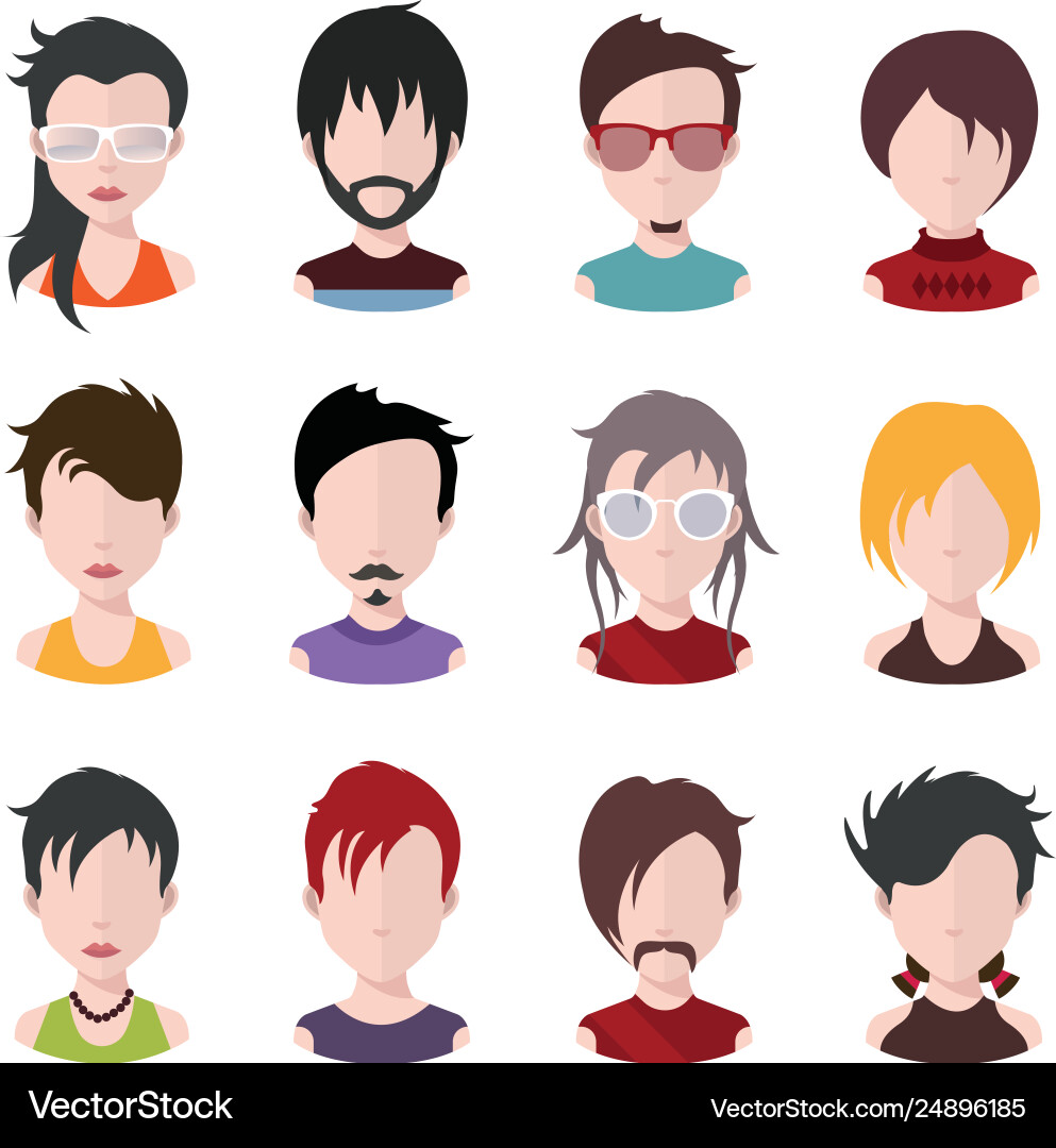 Set people avatars with backgrounds Royalty Free Vector