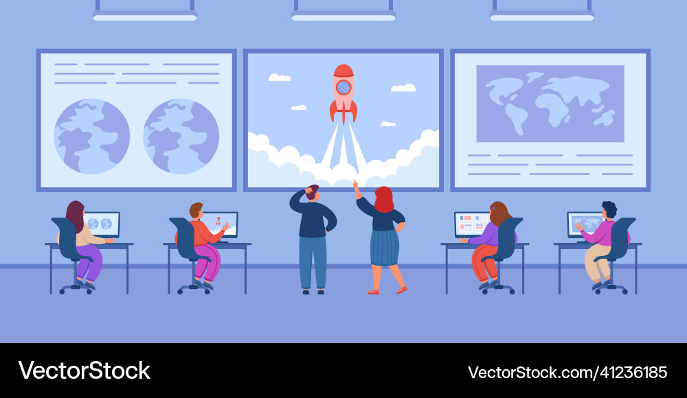 Space Mission Control Room Royalty Free Vector Image