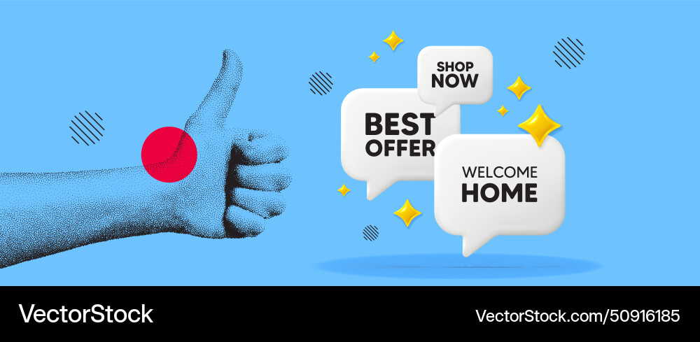 Welcome home tag invitation offer hand Royalty Free Vector