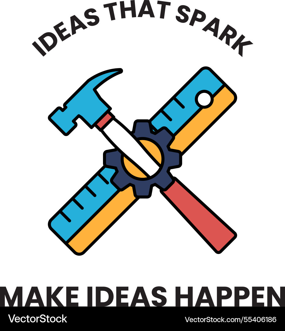 A hammer and ruler are used to represent Vector Image