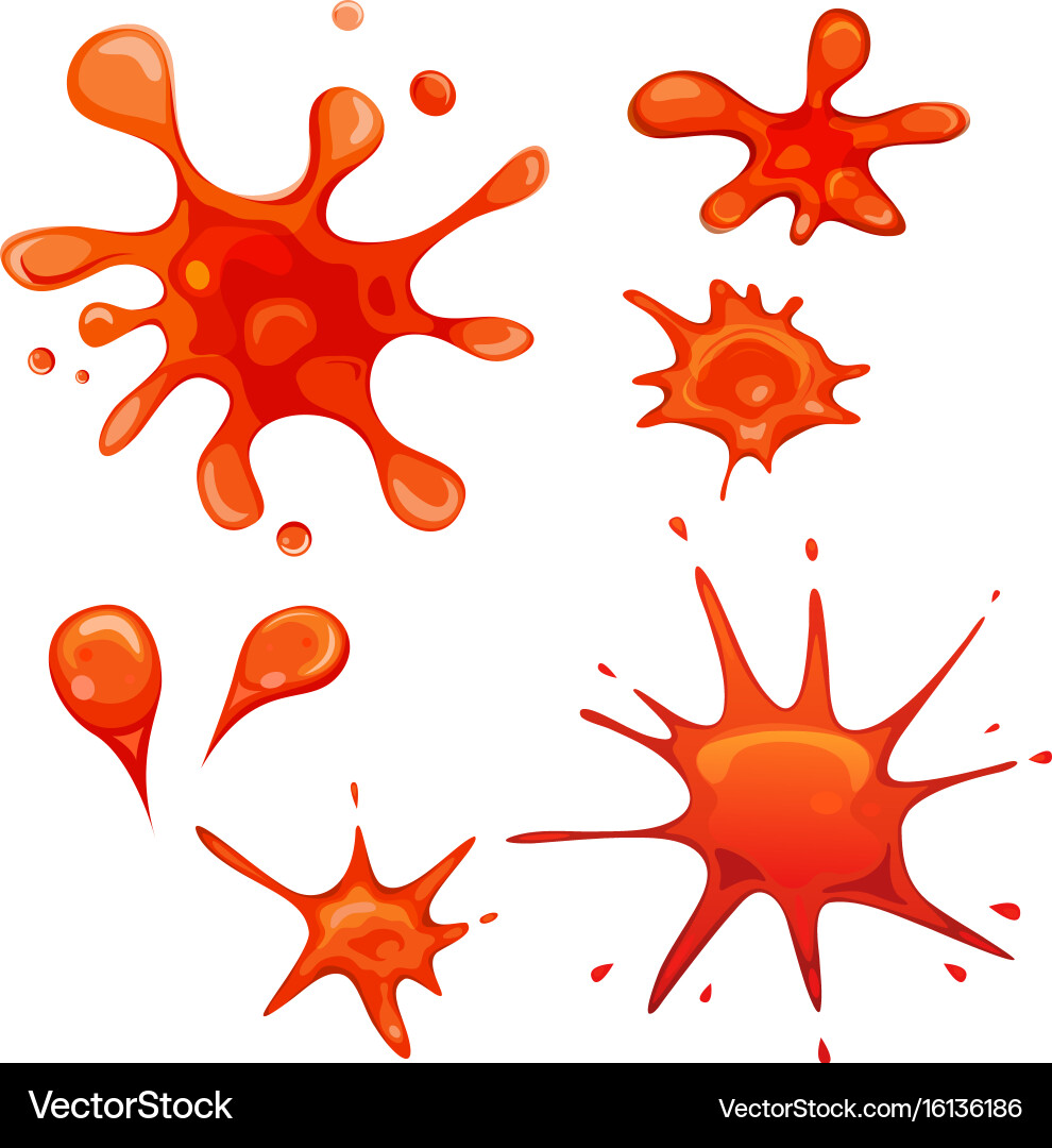 Cartoon blood stains and splashes set Royalty Free Vector