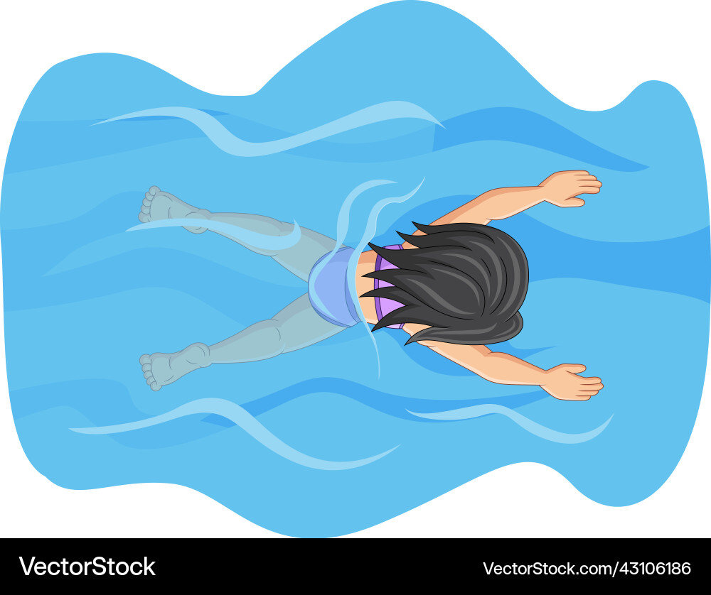 Cartoon kleines Mädchen schwimmen im Pool Vektorbild