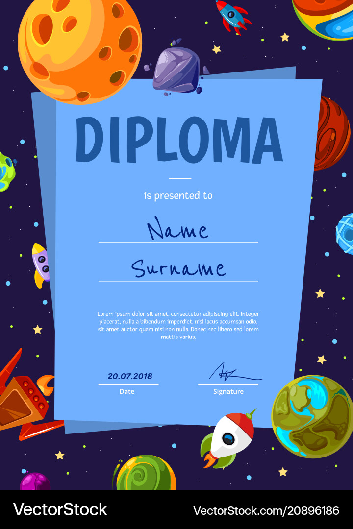 Certificate template with cartoon Royalty Free Vector Image