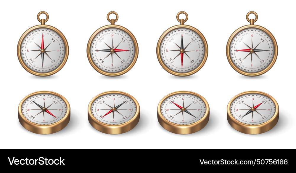 Compass realistic rose of wind Royalty Free Vector Image