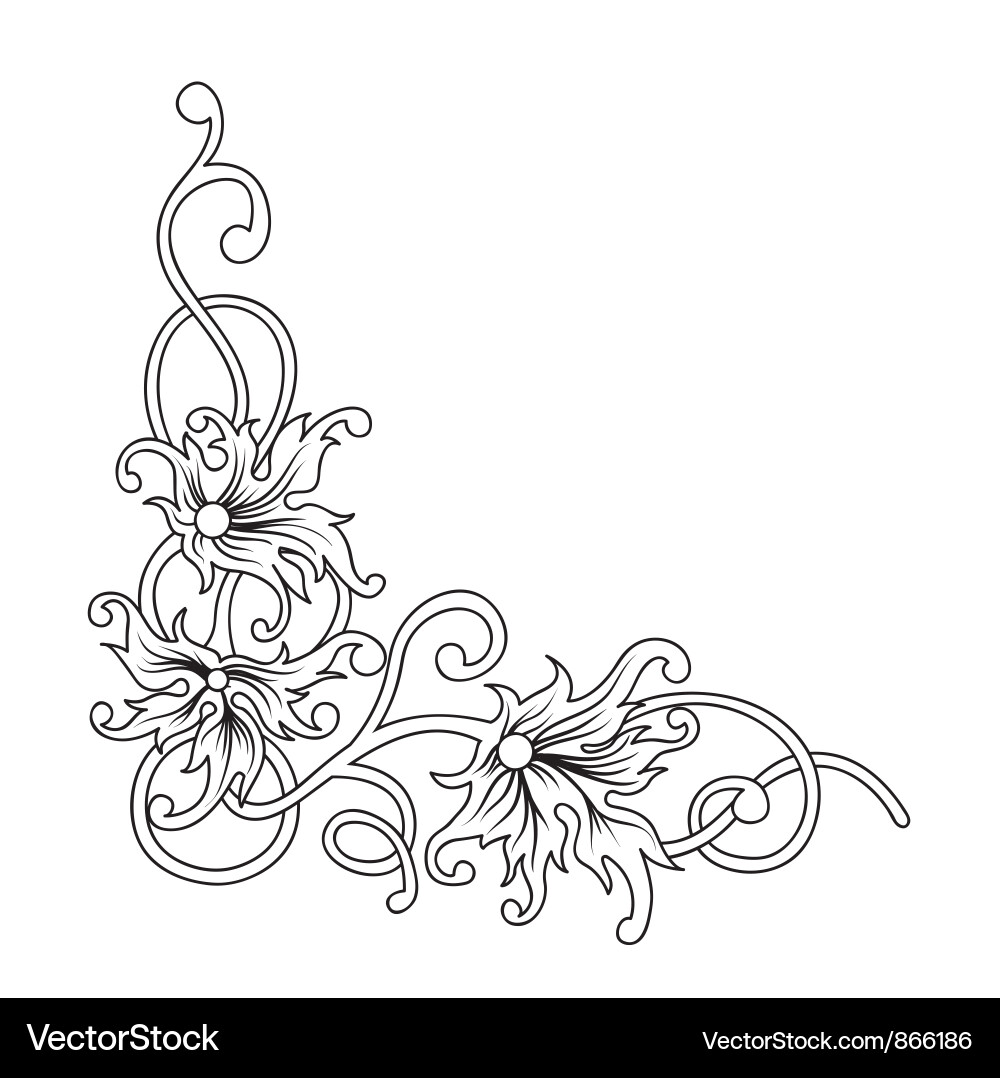 Floral corner Royalty Free Vector Image - VectorStock