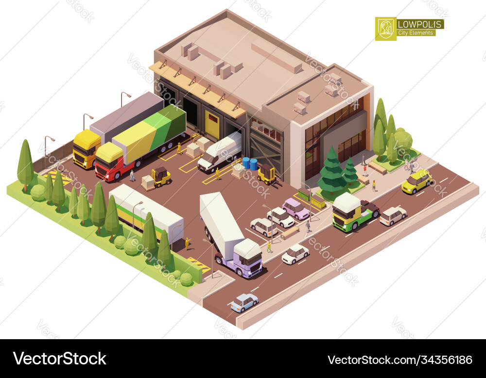 Isometric Warehouse Building Royalty Free Vector Image