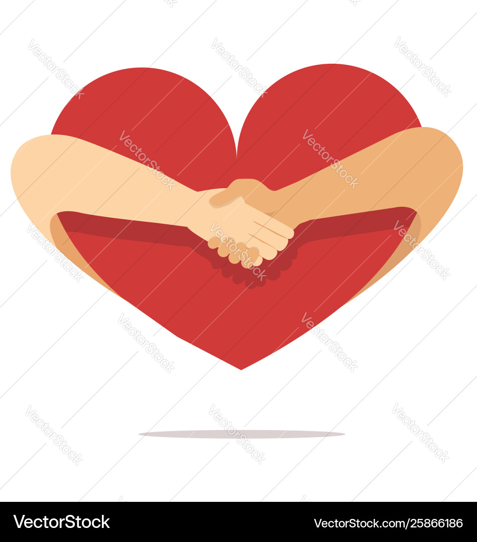 People hand shaking with heart Royalty Free Vector Image