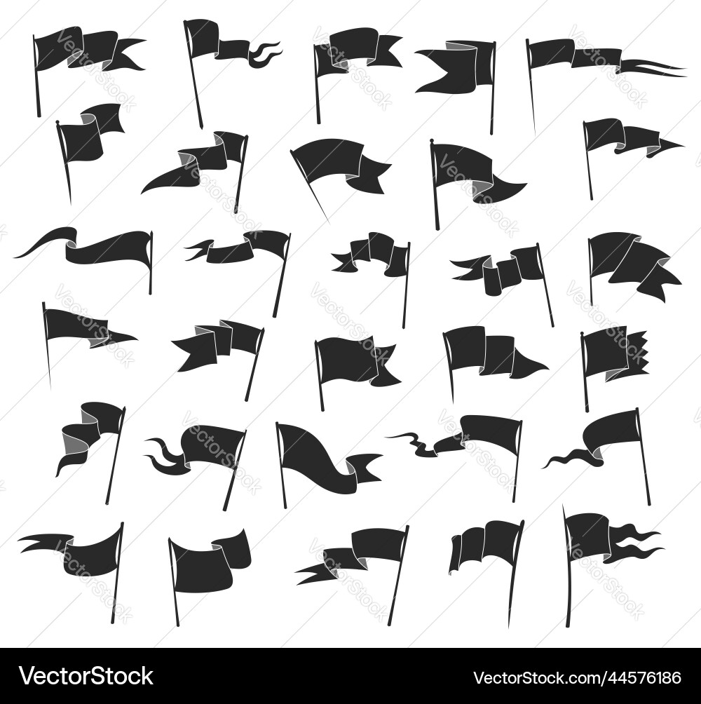 Retro isolated black pennant flags Royalty Free Vector Image