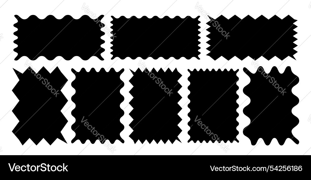Scallop frame set different wavy shapes Royalty Free Vector