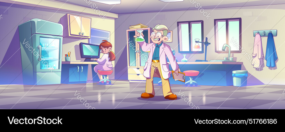 Science laboratory interior research room cartoon Vector Image