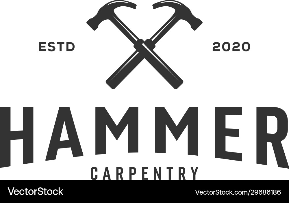 Vintage Hammer Logo Emblem Royalty Free Vector Image