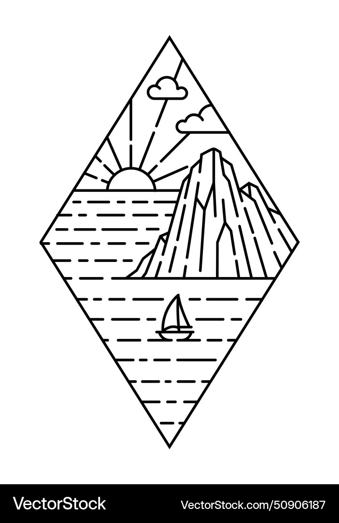 Beautiful nature line art Royalty Free Vector Image