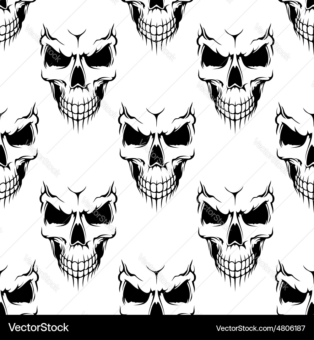 Dark Skull Seamless Pattern Royalty Free Vector Image