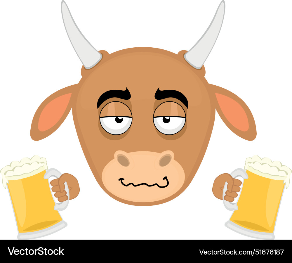 Drunk cow head beers Royalty Free Vector Image