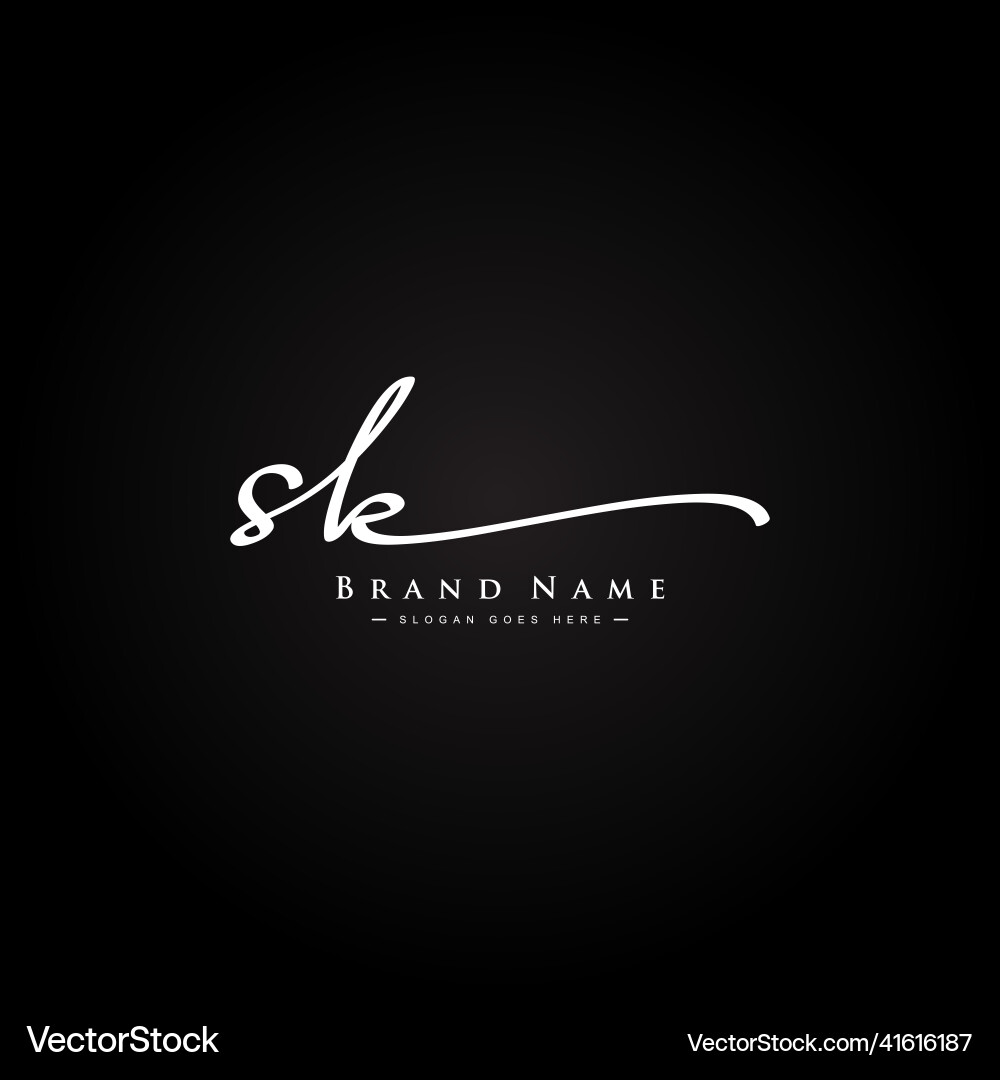Elegant Initial Letter SK Signature Logo Vector Image