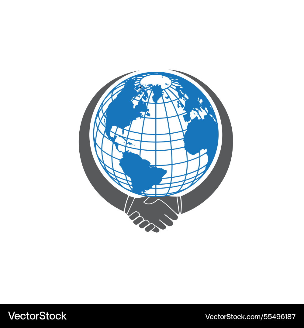 Globe and handshake logo Royalty Free Vector Image