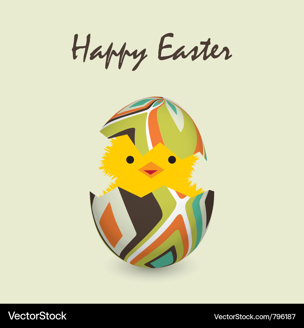 Hatching Chick Easter Card Royalty Free Vector Image