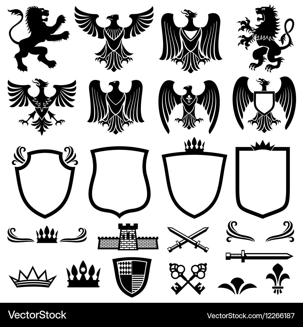 Heraldic Coat of Arms Elements Royalty Free Vector Image