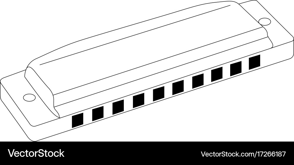 Isolated harmonica outline Royalty Free Vector Image