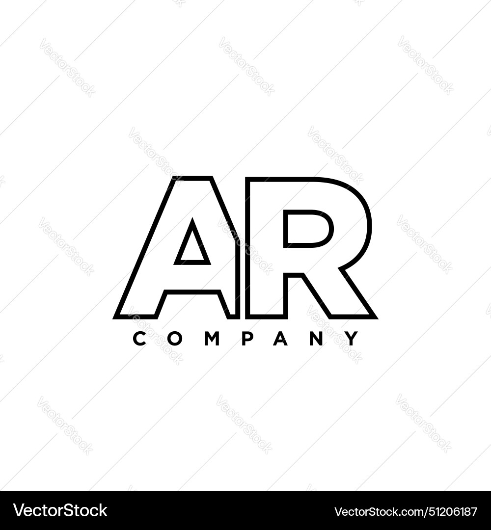 Letter a and r ar logo design template minimal Vector Image