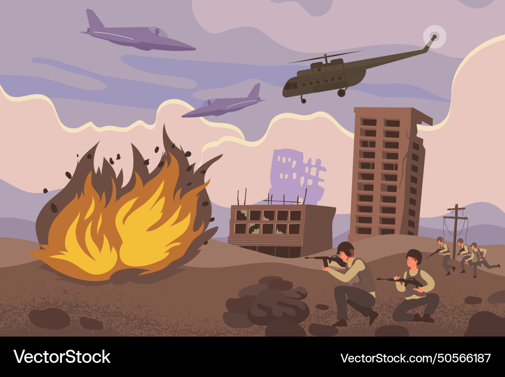 Military actions composition Royalty Free Vector Image