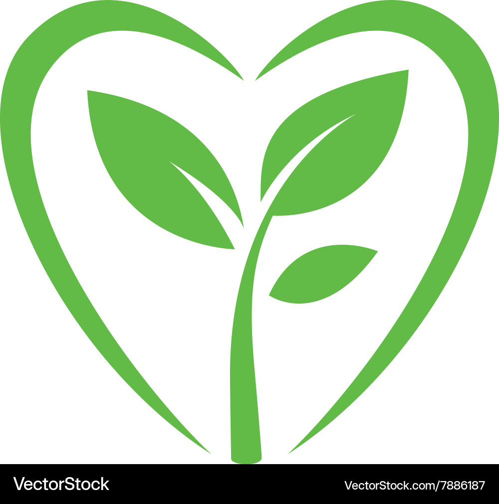 Sprout heart logo sign Royalty Free Vector Image