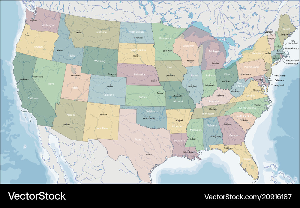 United States Map Royalty Free Vector Image - VectorStock