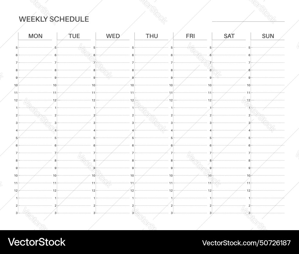 Weekly printable planner schedule template Vector Image