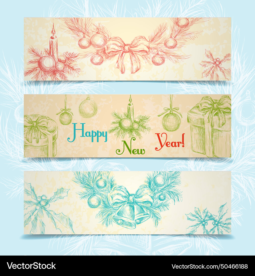 Christmas banners horizontal Royalty Free Vector Image