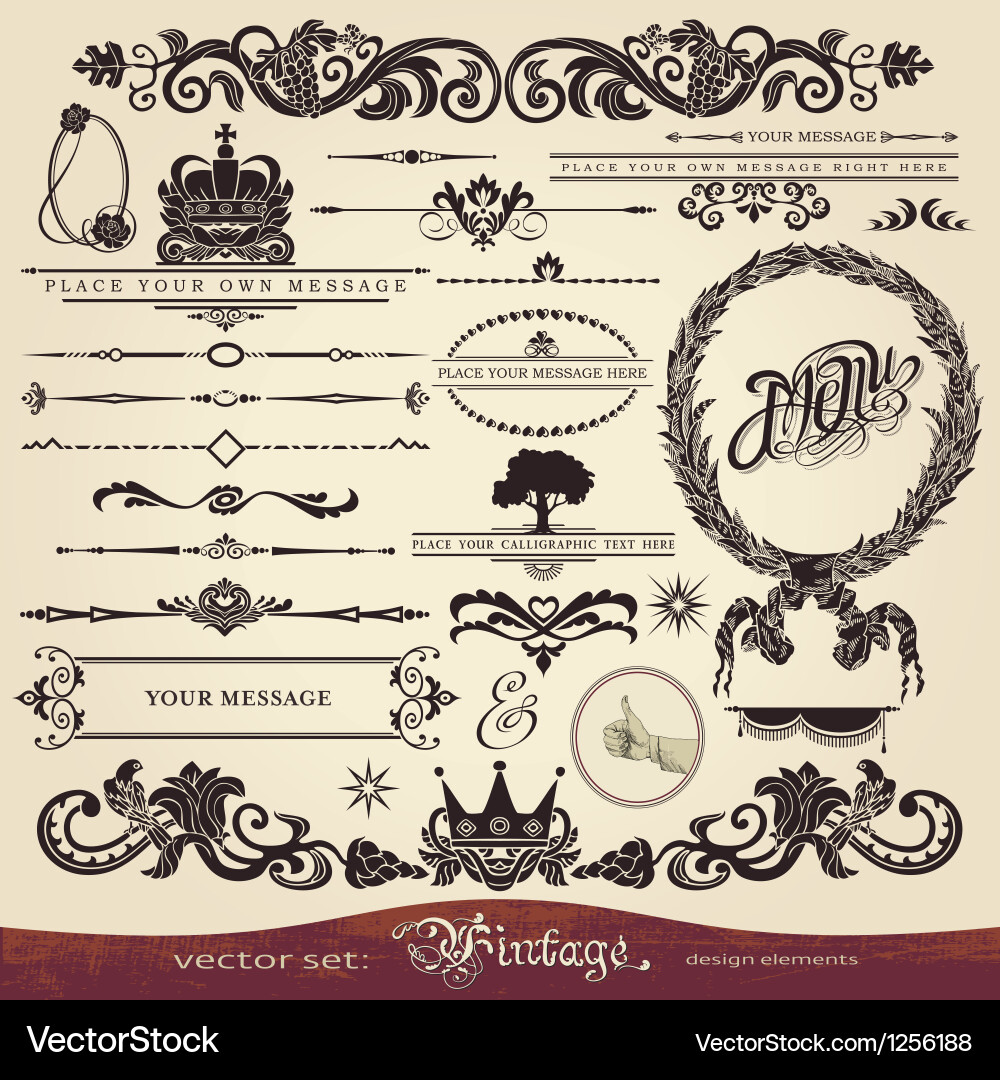 Elegant Calligraphy & Floral Set Royalty Free Vector