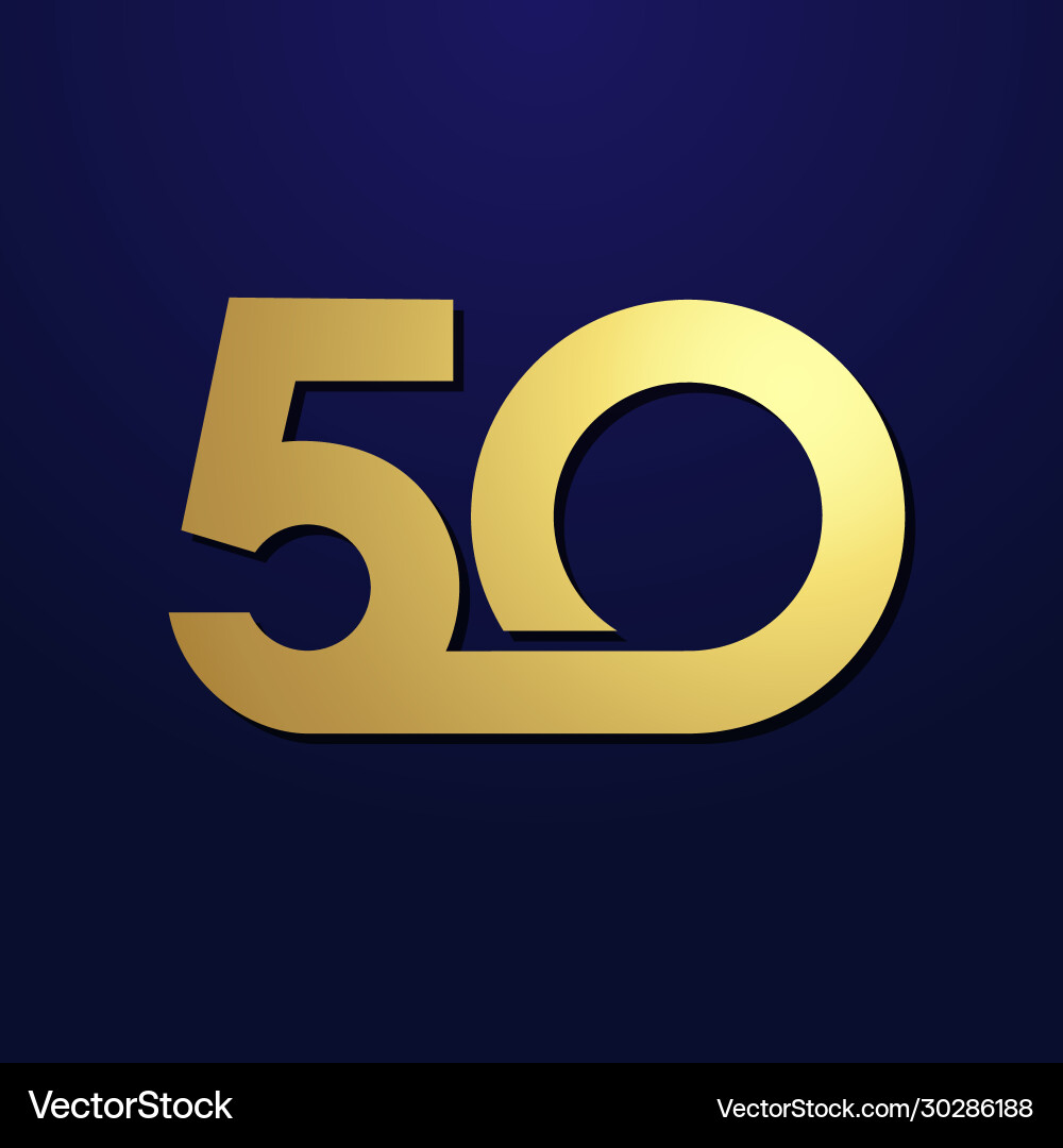 Golden 50th Anniversary Numbers Royalty Free Vector Image
